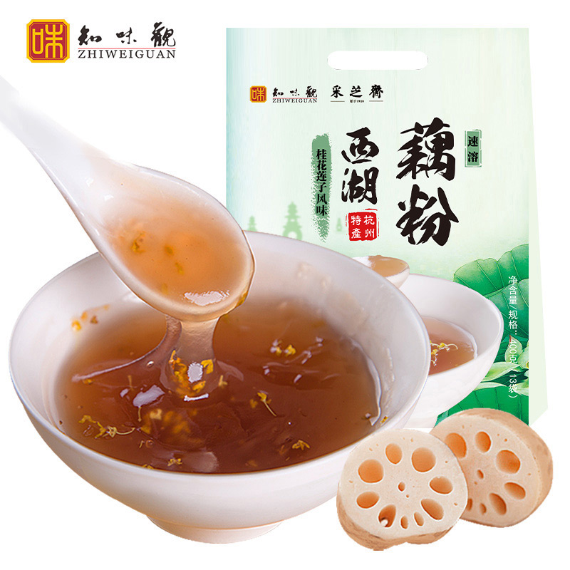 Osmanthus West Lake lotus root starch 400g 知味观桂花莲子西湖藕粉 Osmanthus West ...